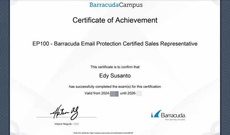 Barracuda Email Protection Certified – EDY SUSANTO